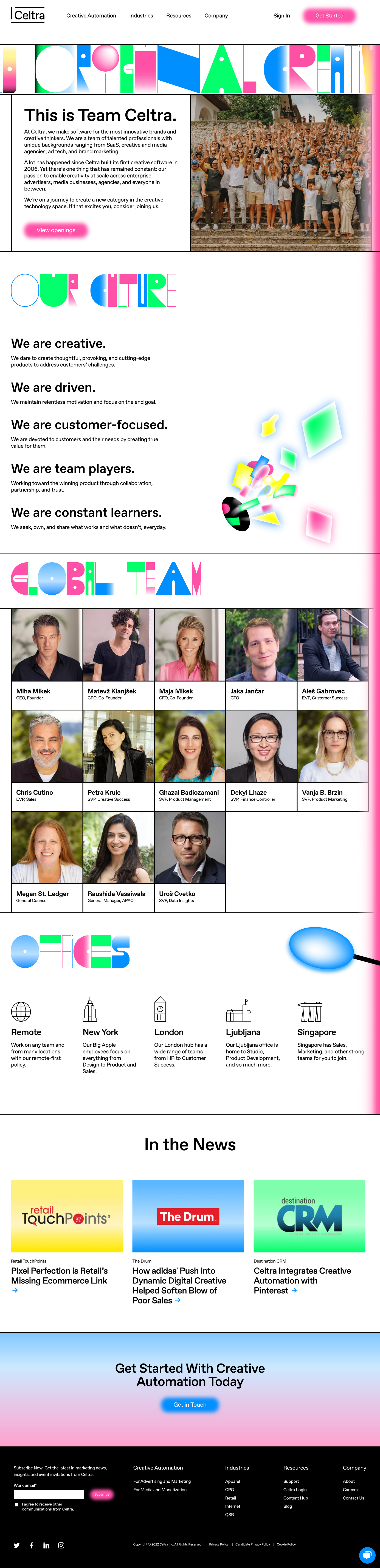 Celtra About and Careers refresh | RONIN